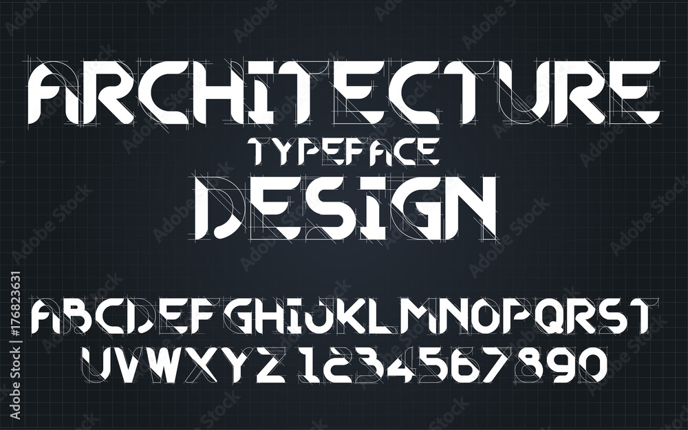 Decorative architecture alphabet vector fonts and numbers.Typography ...