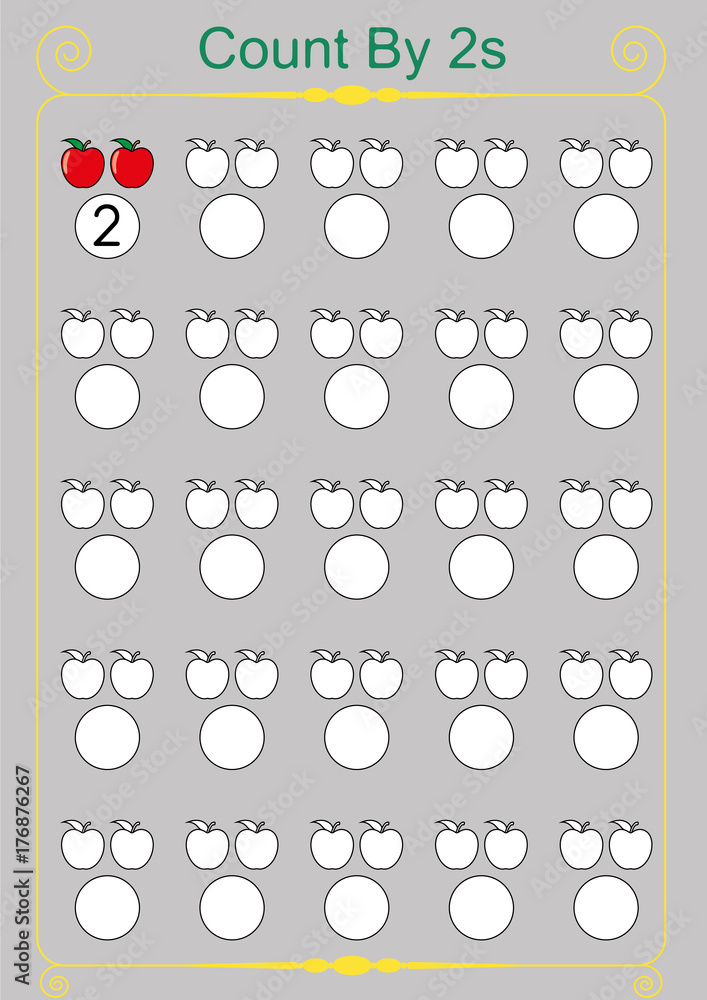 Vector de Stock counting by 2's, write the missing numbers, skip ...