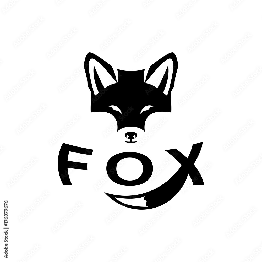 Vector fox head, face for retro hipster logos, emblems, badges, labels ...