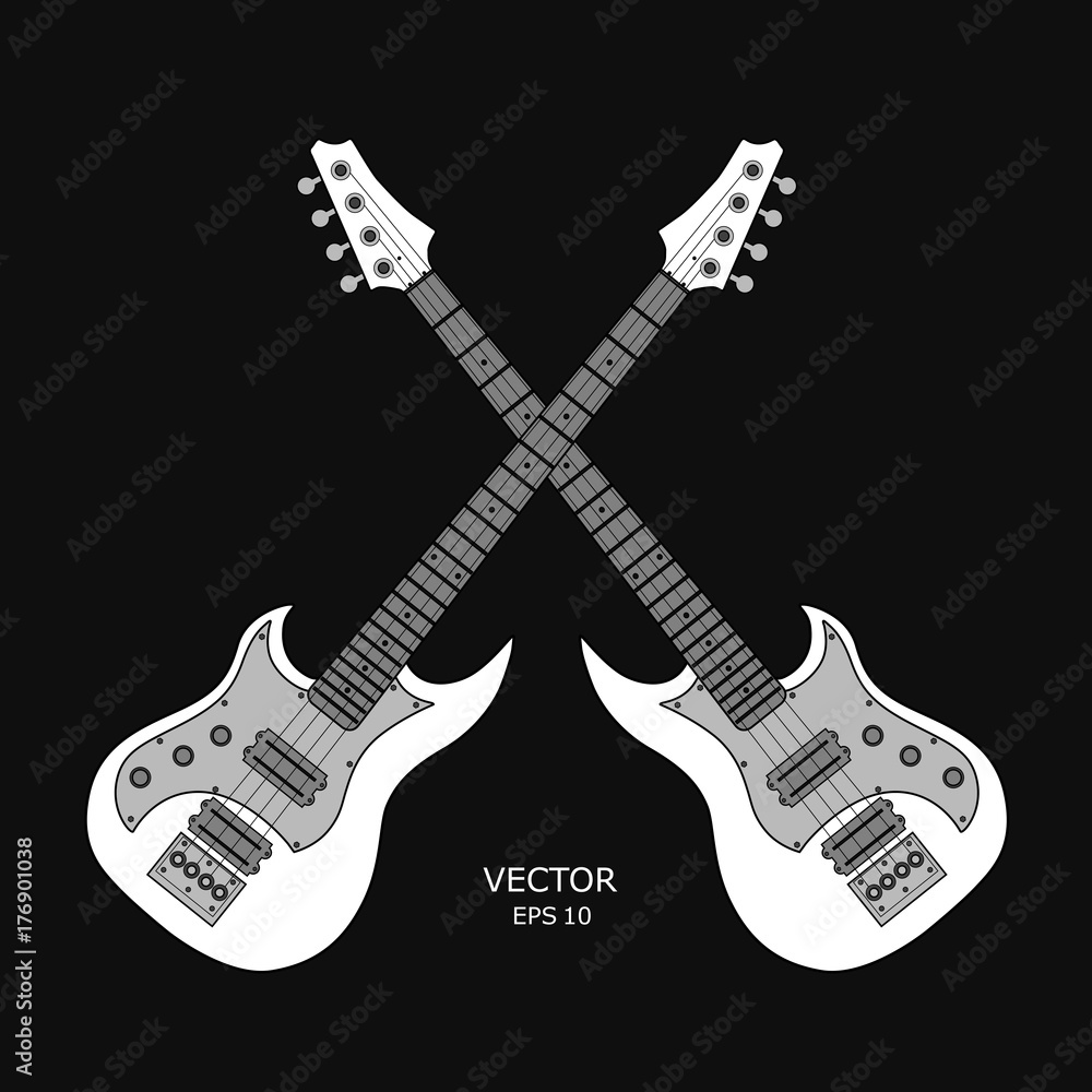Musical competitions. Two cross guitars. Vector illustration ...