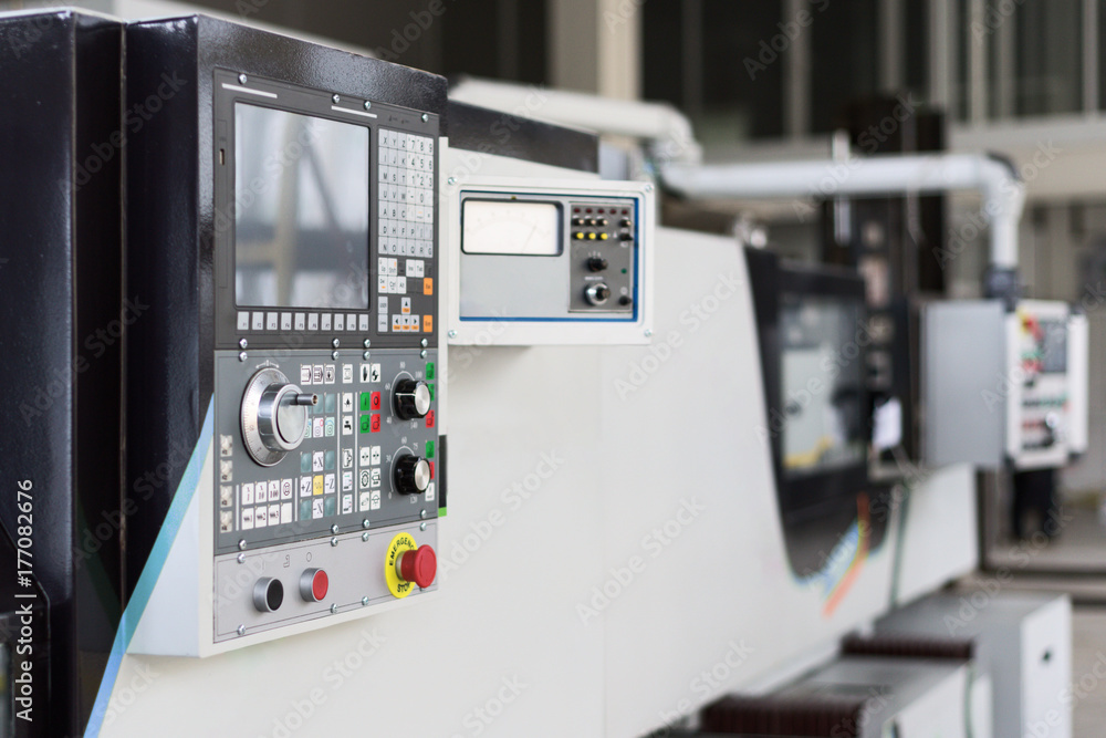 CNC machine control panel. Stock Photo | Adobe Stock