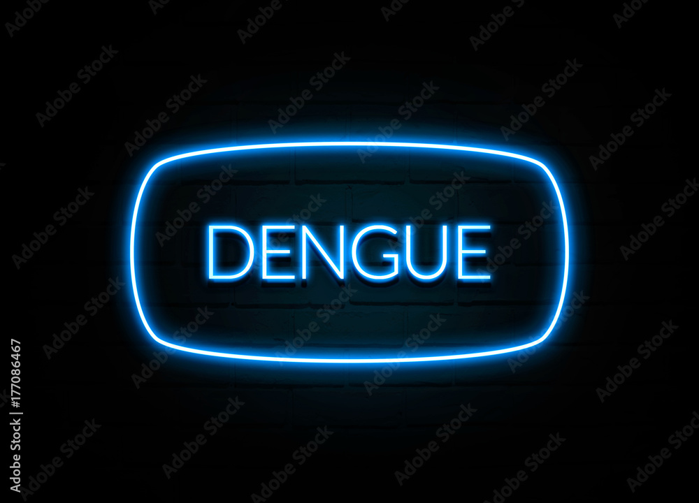 Dengue - colorful Neon Sign on brickwall Stock Illustration | Adobe Stock
