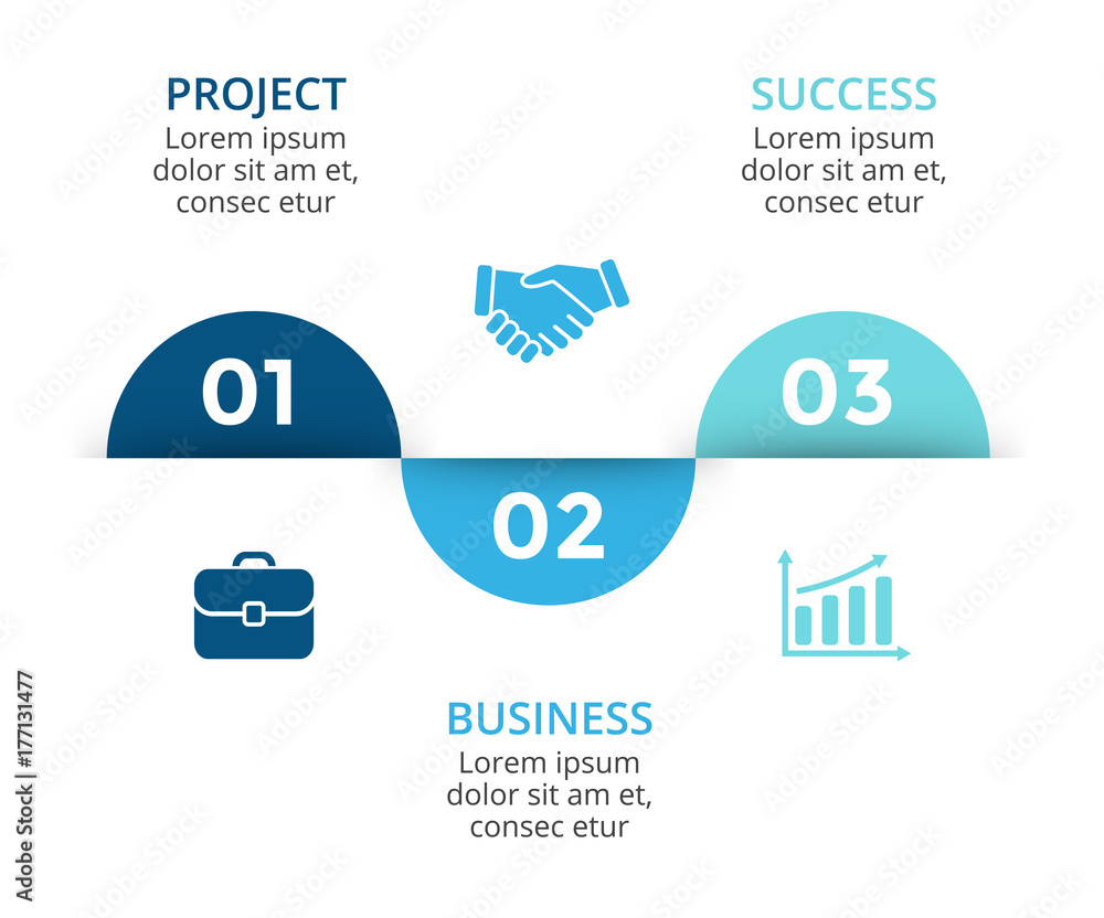 Vector semicircle timeline infographic, diagram chart, graph presentation. Business progress ...