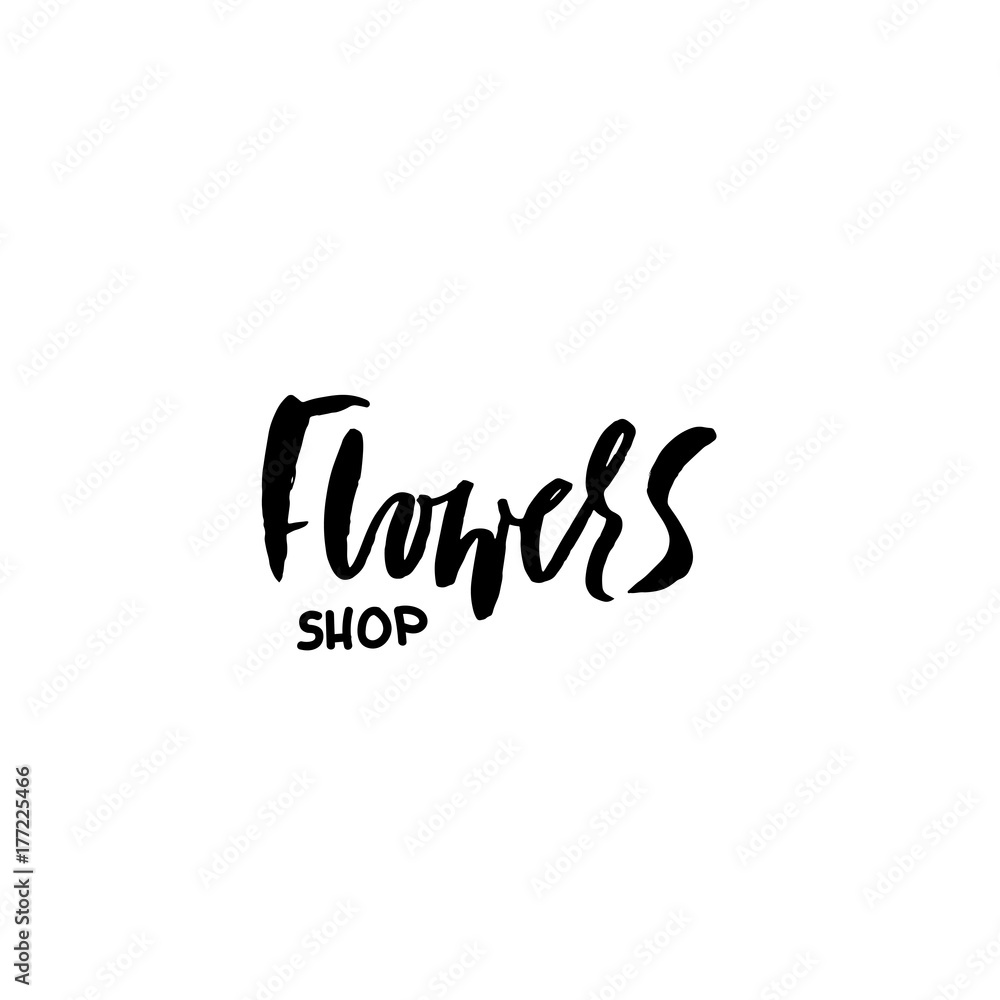 Flower shop logo. Calligraphy template design element for small ...