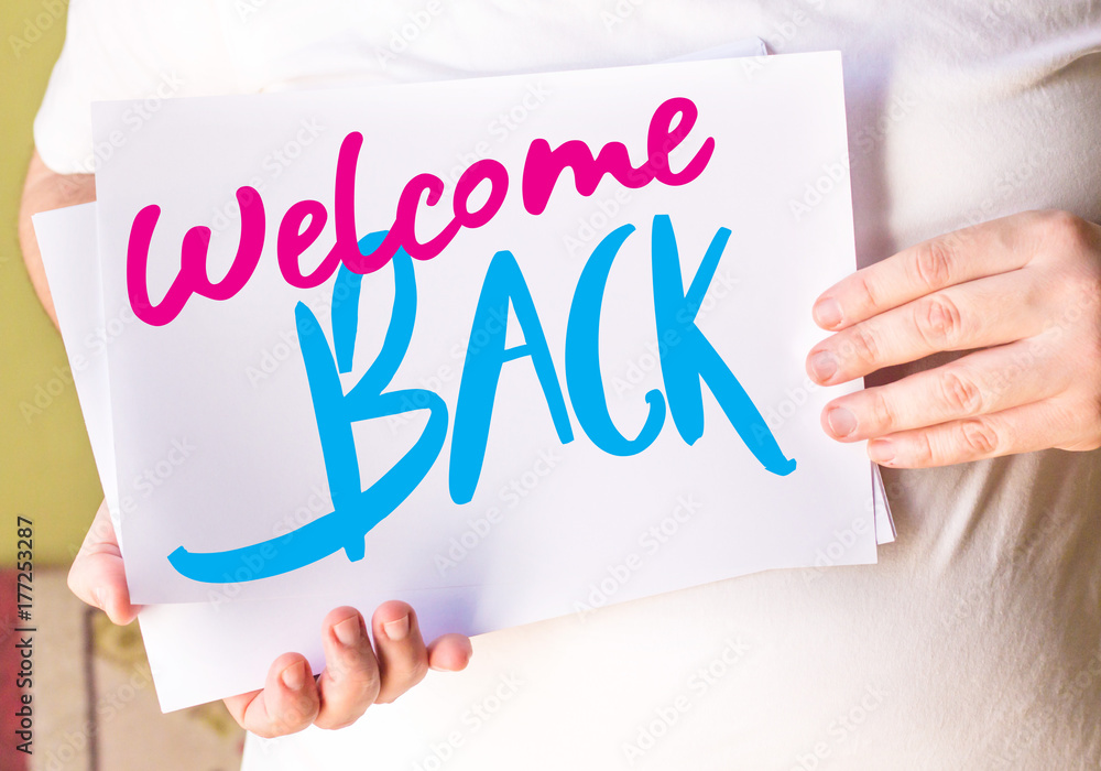 Welcome back message, on white paper Stock Photo | Adobe Stock