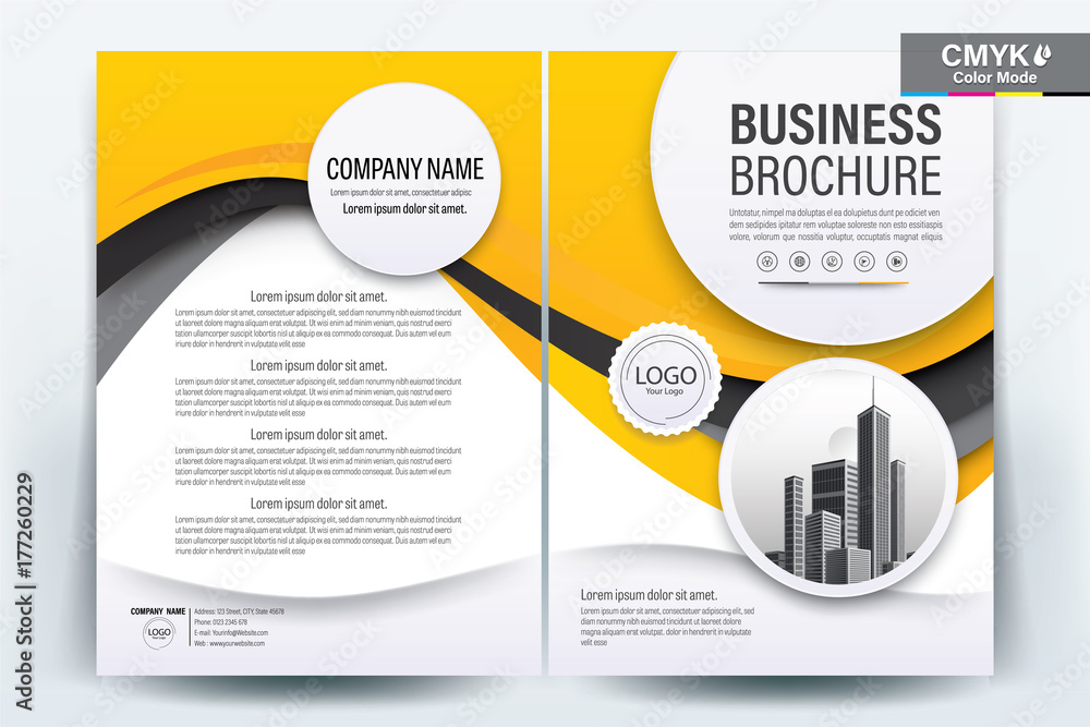 Brochure Cover Layout with yellow and black wavy line , A4 Size Vector ...