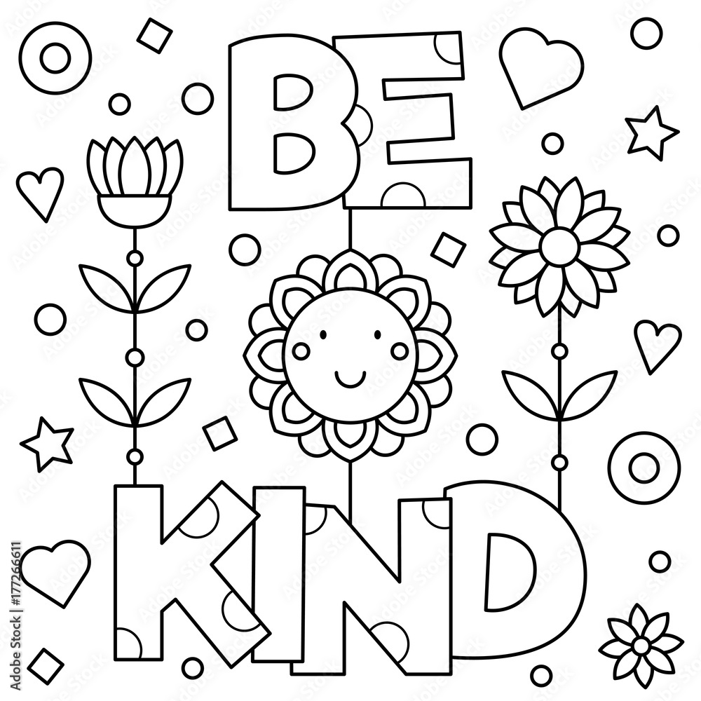 Be kind. Coloring page. Vector illustration. Stock Vector | Adobe Stock