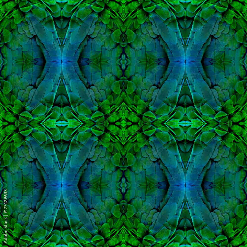 Beautiful seamless fascinated green and blue background made of Buffon ...