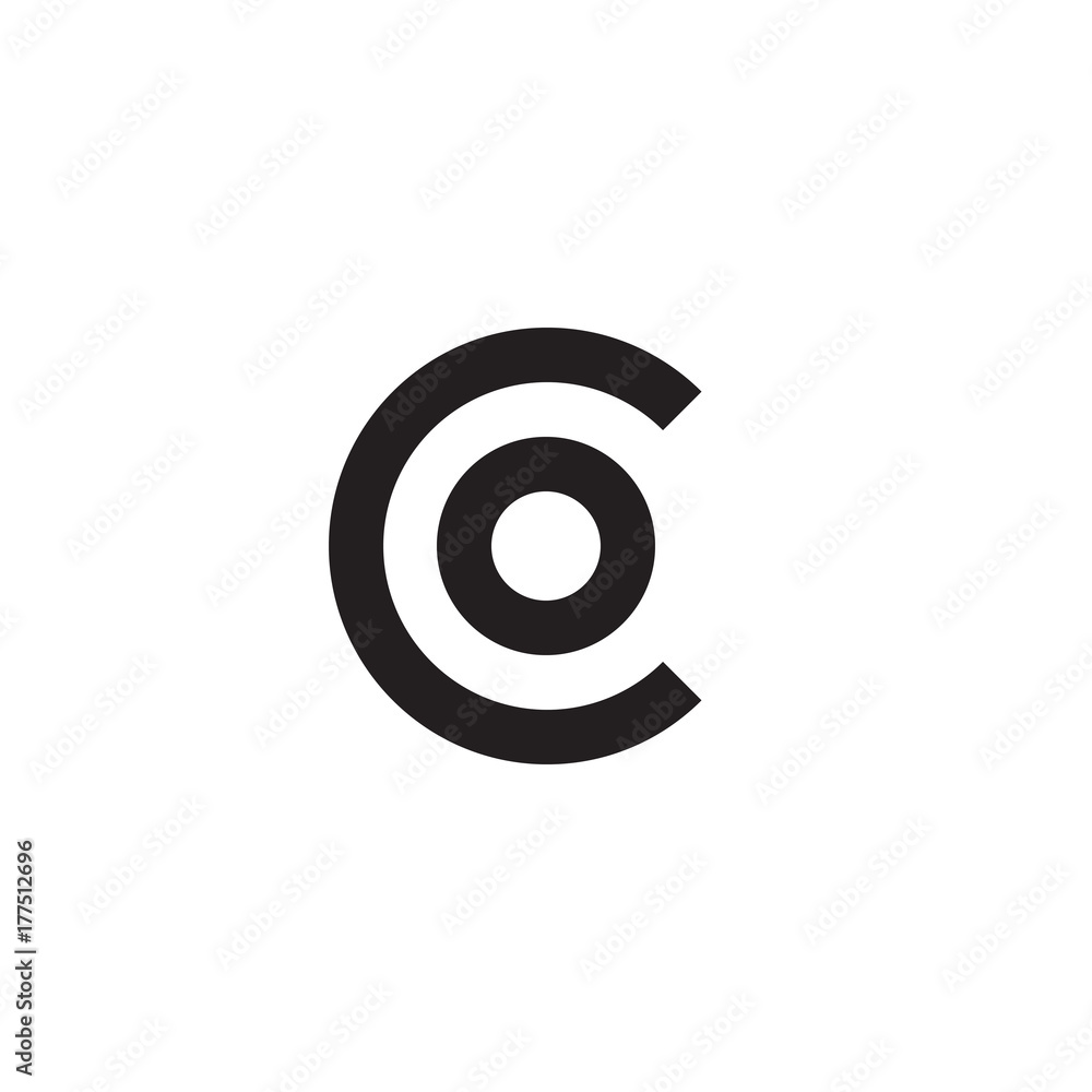 Initial letter co, oc, o inside c, linked line circle shape logo ...