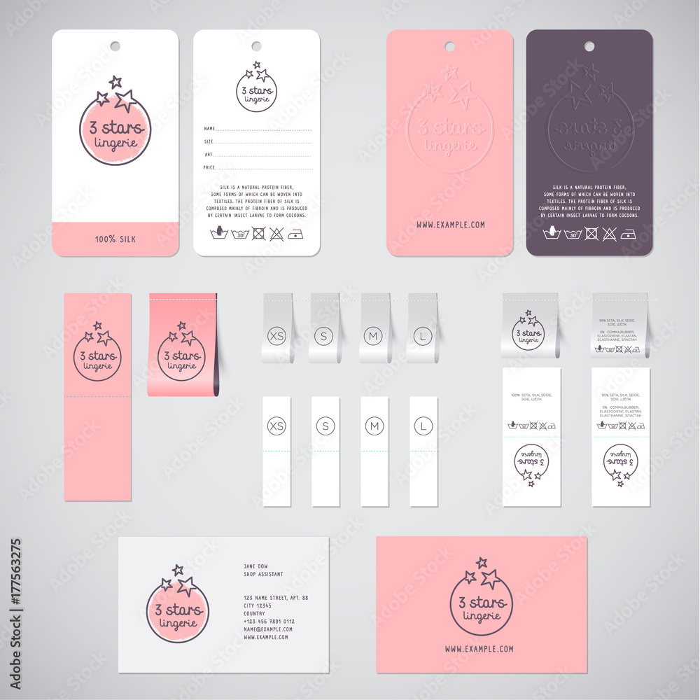 Logo, corporate identity for lingerie. Labels Set. The emblem of the ...