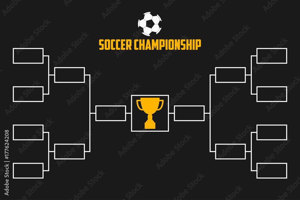 Tournament Bracket. Soccer championship scheme with trophy cup ...