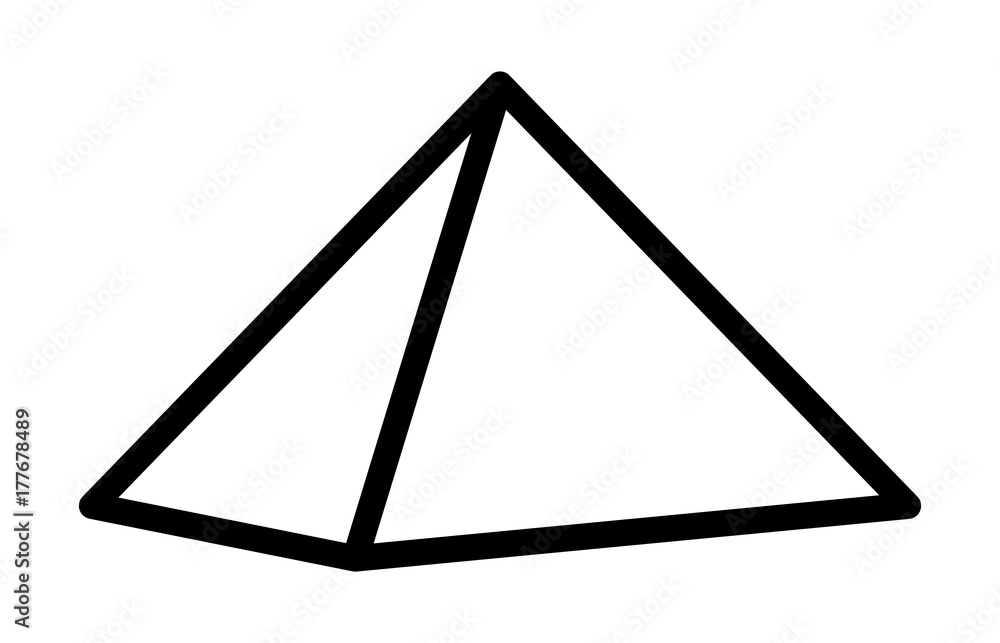 Three dimensional or 3D pyramid of Giza line art icon for apps and ...