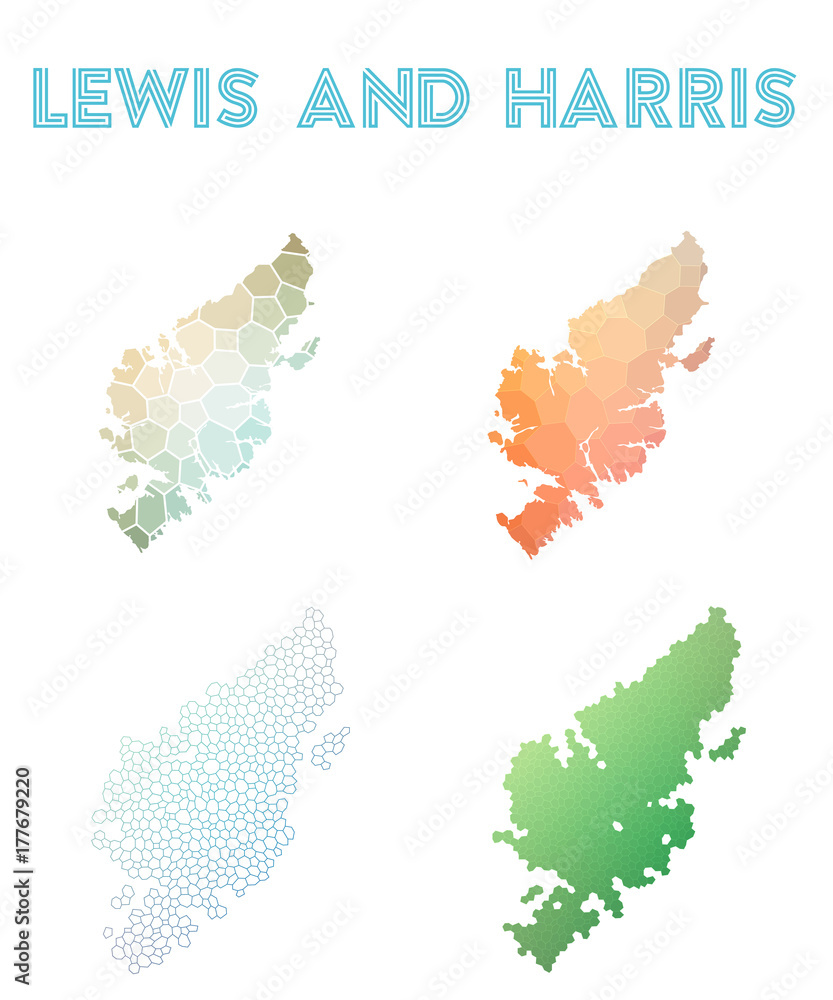 Lewis and Harris polygonal island map. Mosaic style maps collection ...