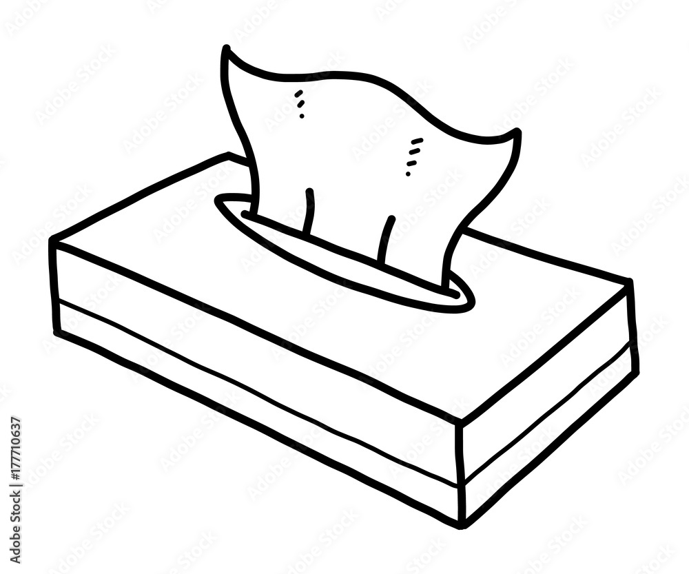 tissue box / cartoon vector and illustration, black and white, hand ...