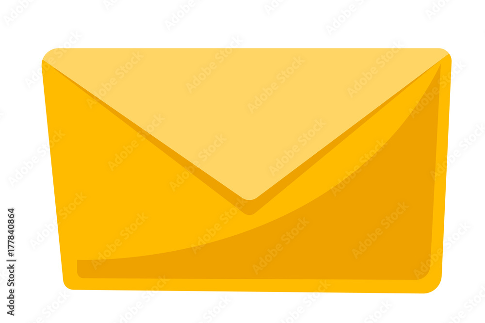 Closed yellow envelope vector cartoon illustration isolated on white ...