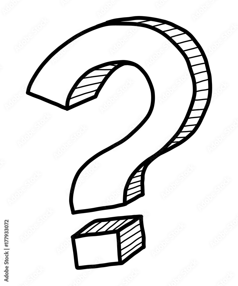 question mark / cartoon vector and illustration, black and white, hand ...