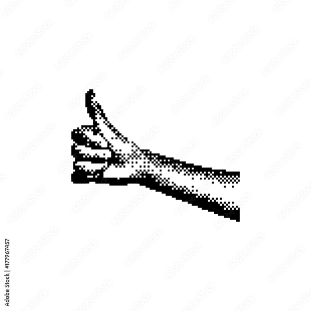hand showing thumb up 8 bit minimalistic pixel art vector illustration ...