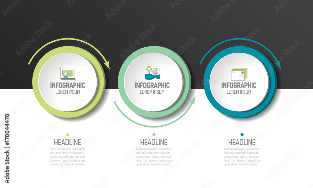 Circle, round chart, scheme, timeline, infographic, numbered template ...