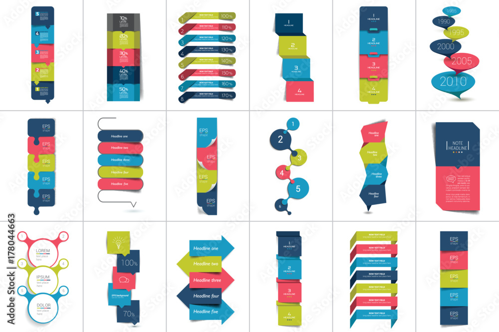 Mega set of Option step by step vertical schedule, tab, banner, bar ...