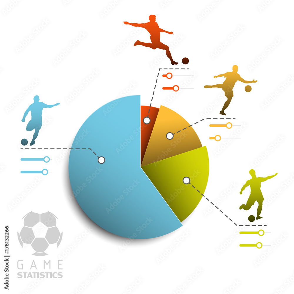 Pia chart football soccer player statistic vector illustration template ...