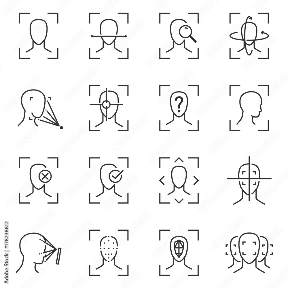 Face recognition set Stock Vector | Adobe Stock