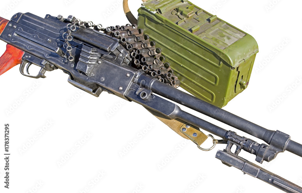 Foto de Stock PK Machine gun Kalashnikov on white | Adobe Stock