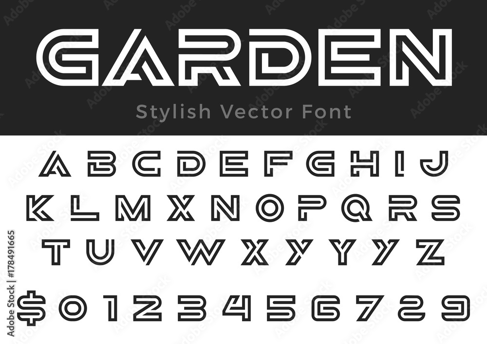 Design vector linear Font Title Header Lettering Logo Monogram Stock ...