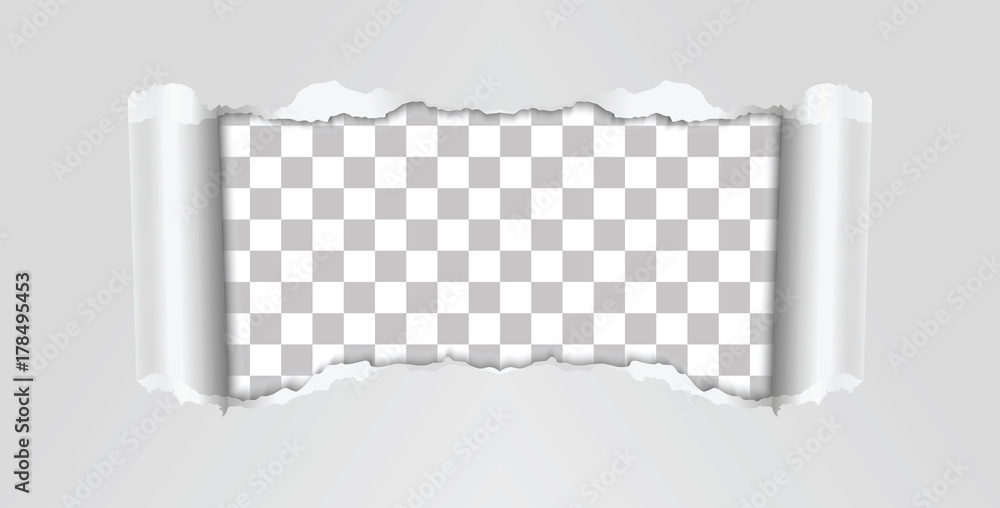 Symmetrical vector torn paper hole with transparent background. Stock ...