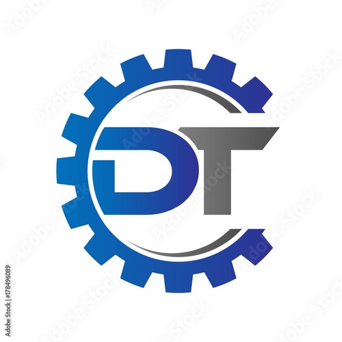 dt initial logo vector with gear blue gray - Buy this stock vector and ...