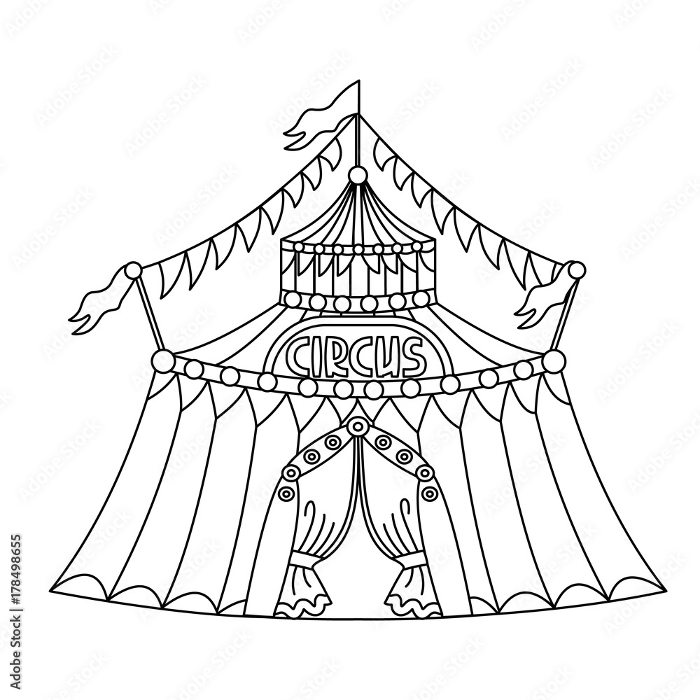 Vector Black and White Big Top Circus Tent Stock Vector | Adobe Stock