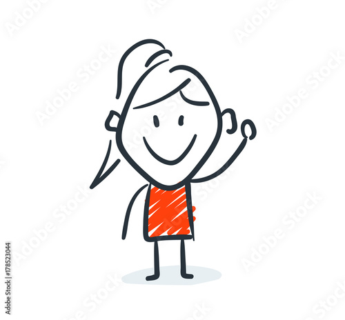 Strichfiguren - Frauchen: Comicfigur, Begrüßung, winken. (1) Stock ...