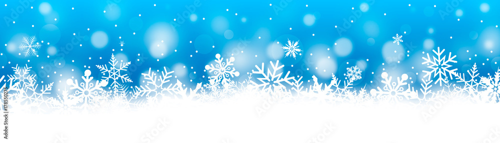 Blue snow banner, snowflake border Stock Vector | Adobe Stock