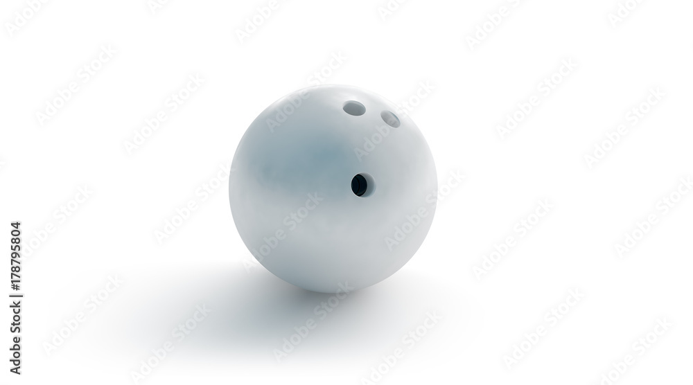 Blank white bowling ball mockup, front view, 3d rendering. Empty bowl ...