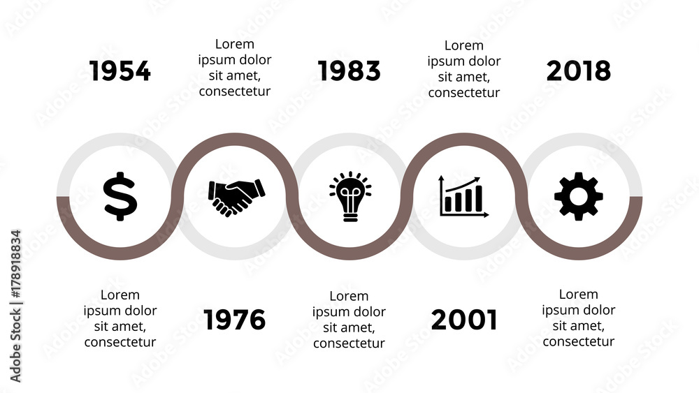 Vector arrows semicircles timeline infographic, diagram chart, graph ...