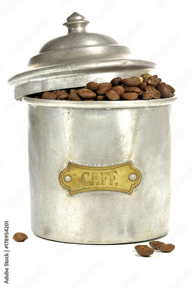 vintage French coffee can with manufacture roasted Indonesian Arabica ...