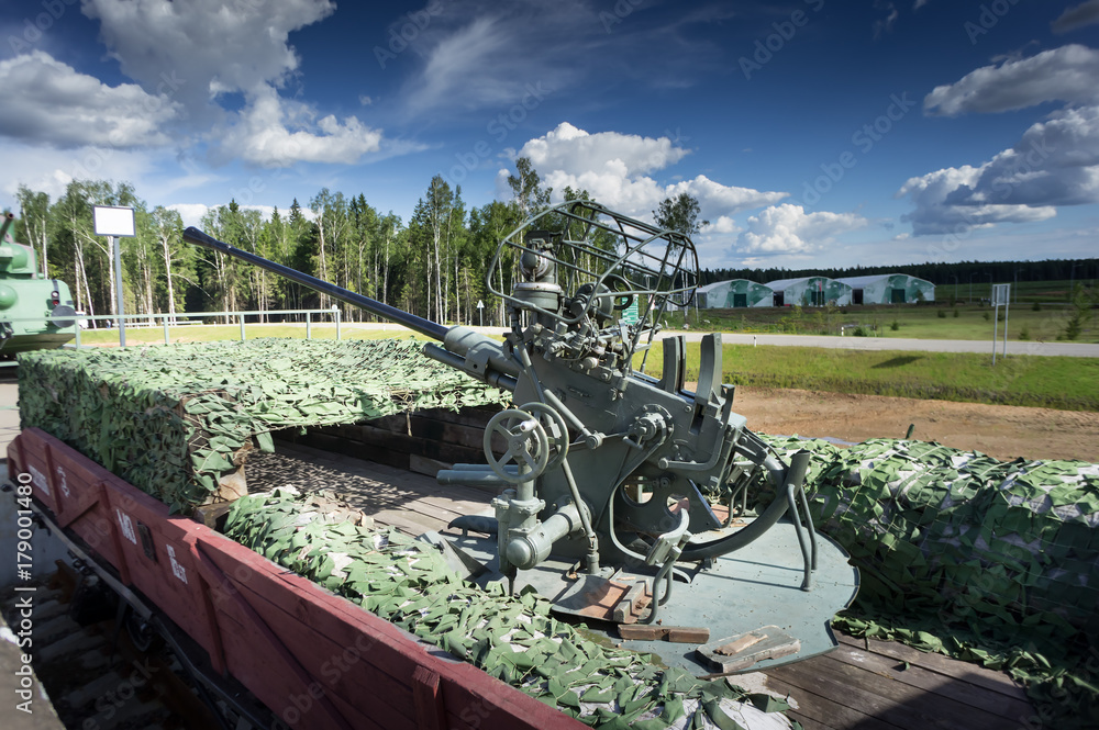 Anti-aircraft machine gun of the World war II. War industry. Personal ...