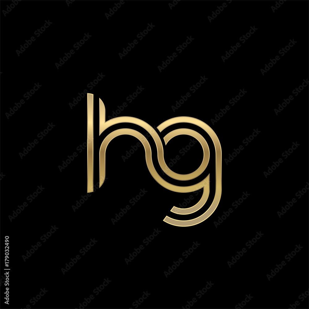 Initial lowercase letter hg, linked outline rounded logo, elegant ...