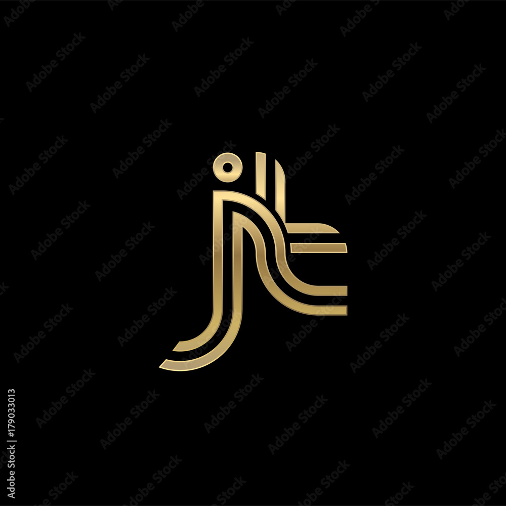 Initial lowercase letter jt, linked outline rounded logo, elegant ...