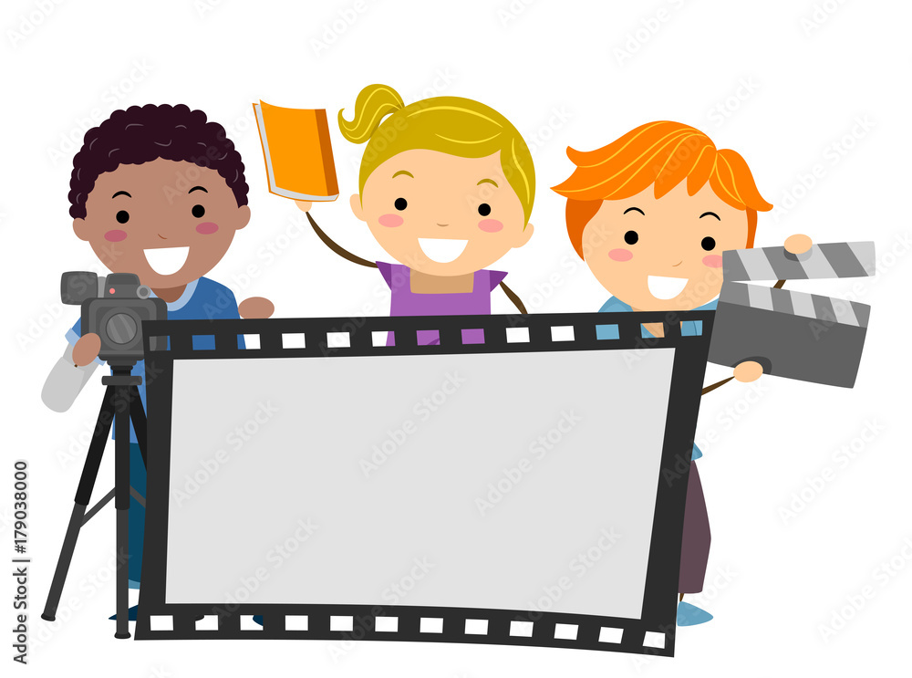 Stickman Kids Film Board Illustration Stock Vector | Adobe Stock