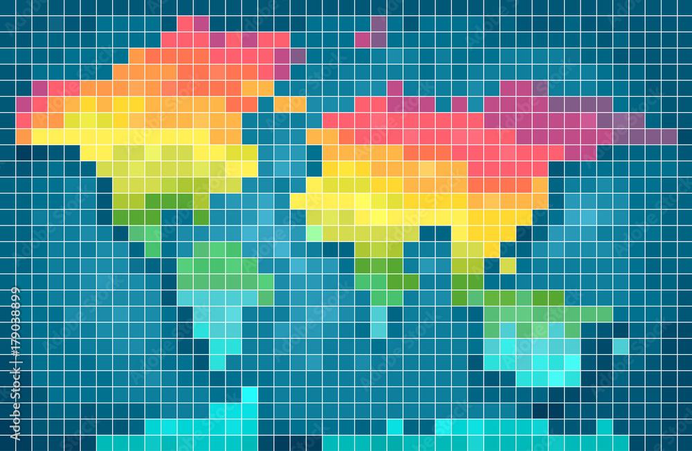 World Map Rainbow Pixel Art Illustration Stock Vector | Adobe Stock