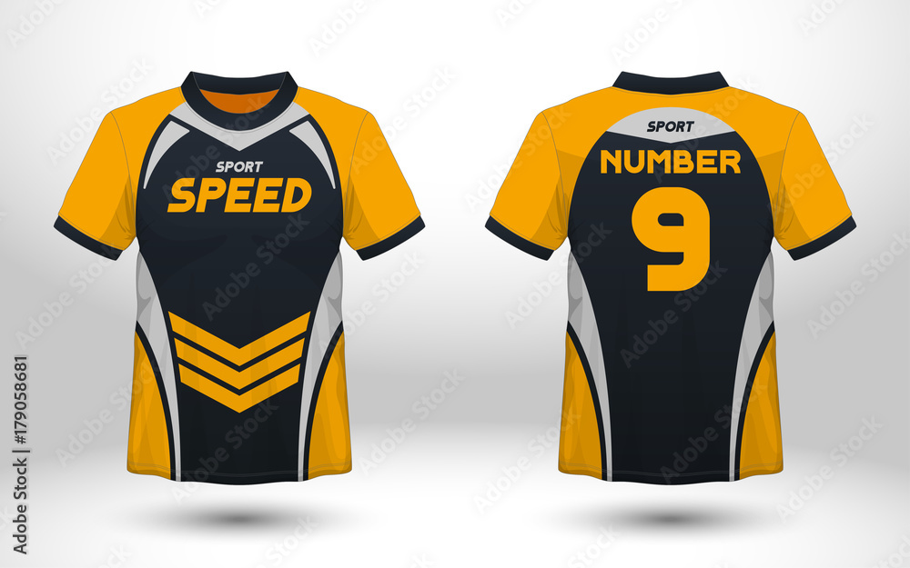 Layout football sport t-shirt design. Template front, back view. Soccer ...