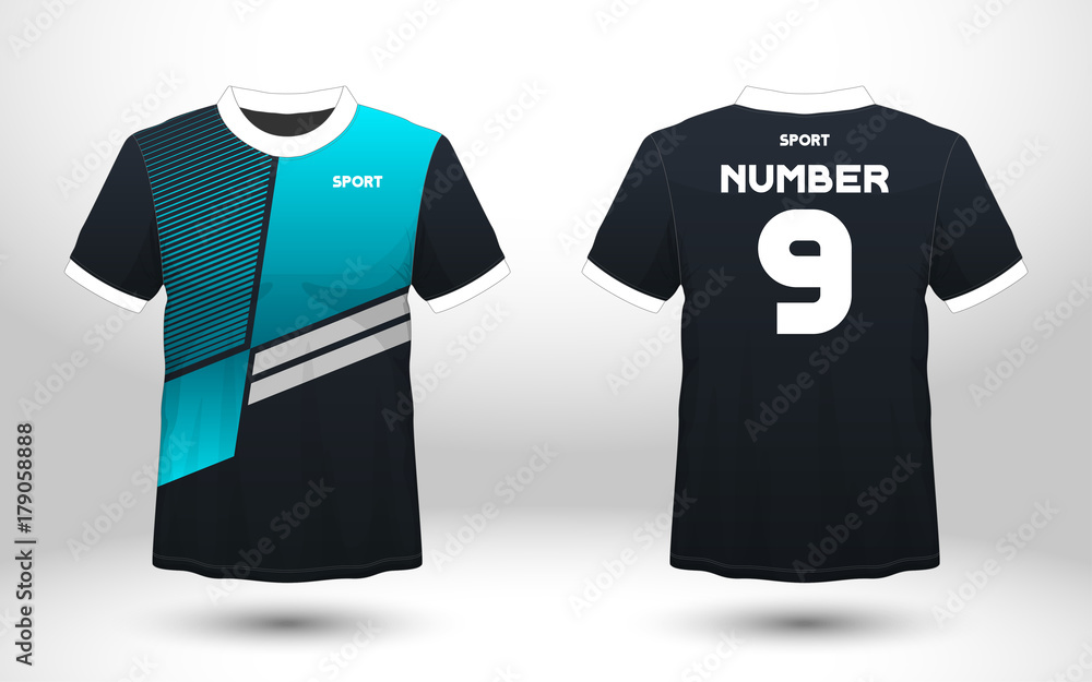 Layout football sport t-shirt design. Template front, back view. Soccer ...