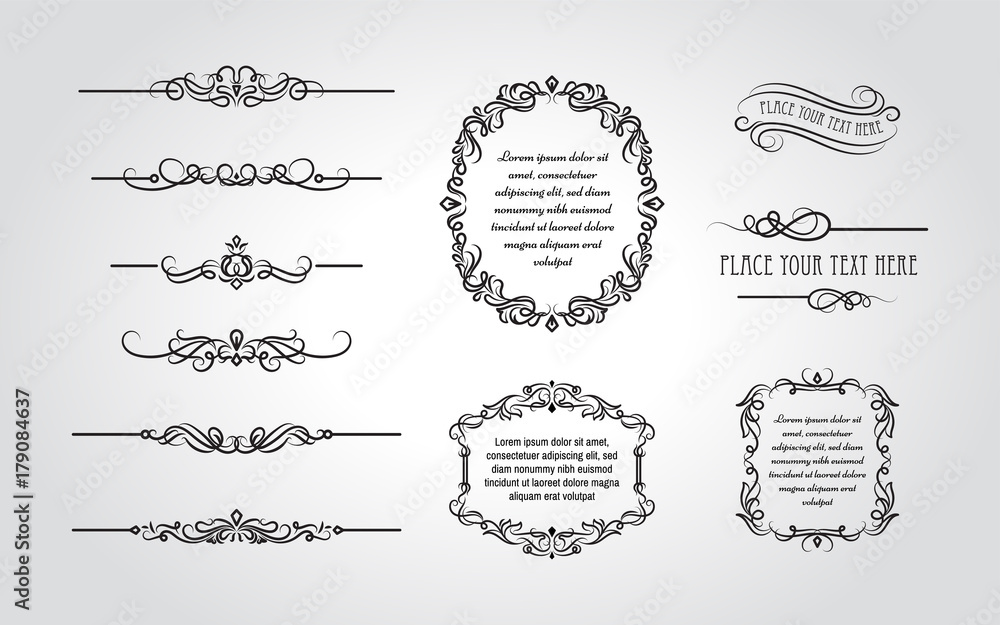 Decorative Divider & Frame Element Set. For any purpose of your designs ...