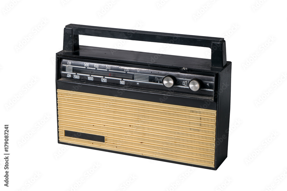 Old soviet transistor radio isolated on white Stock Photo | Adobe Stock