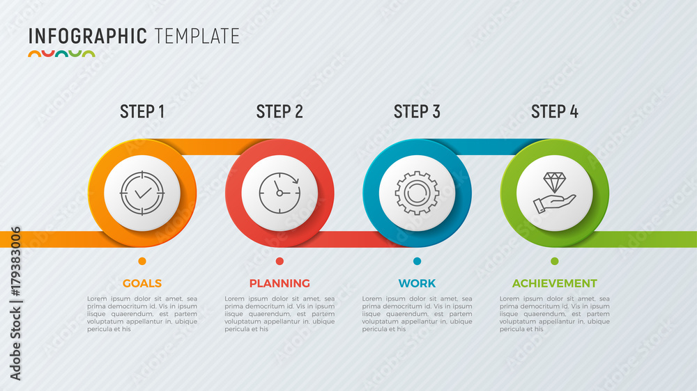 Vector timeline chart infographic design for data visualization. 4 ...