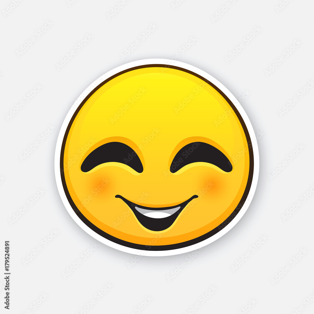 Vector illustration. emoticon for expressing emotion of joy, with smile ...
