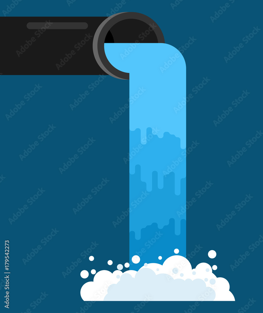 Water pouring from pipe. Flow of clean water. Vector illustration Stock ...