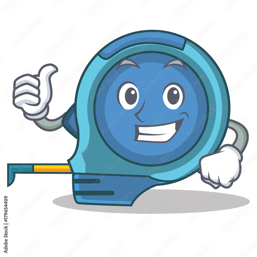 Thumbs up tape measure character cartoon Stock Vector | Adobe Stock