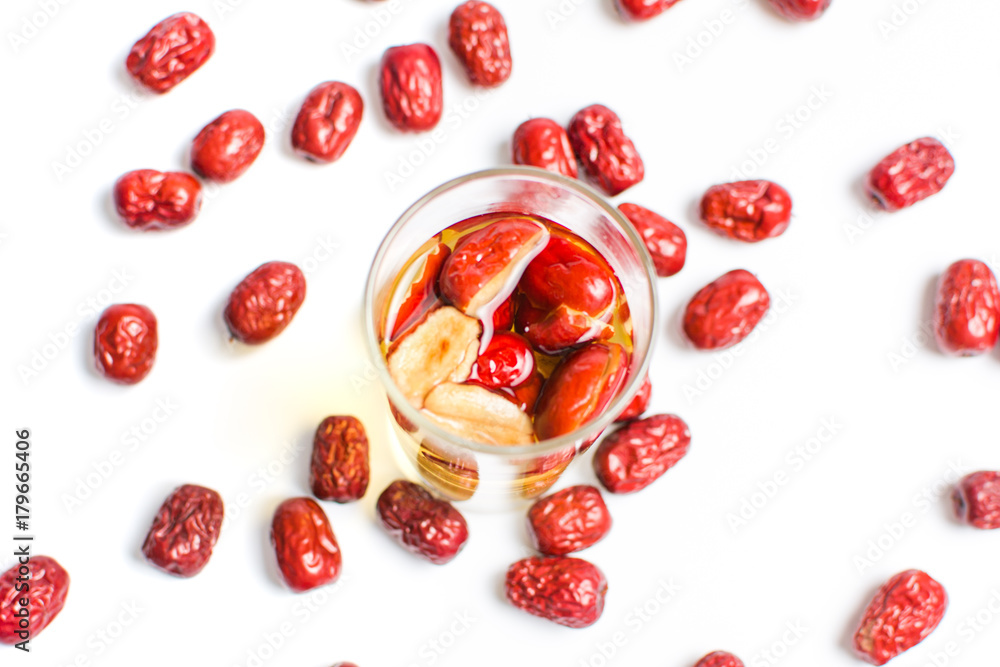 Chinese red dates fruit tea in a glass Stock Photo | Adobe Stock