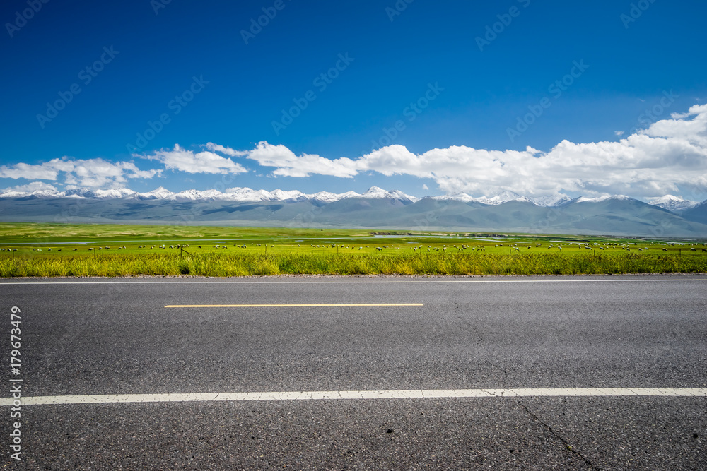 road in grassland Stock Photo | Adobe Stock